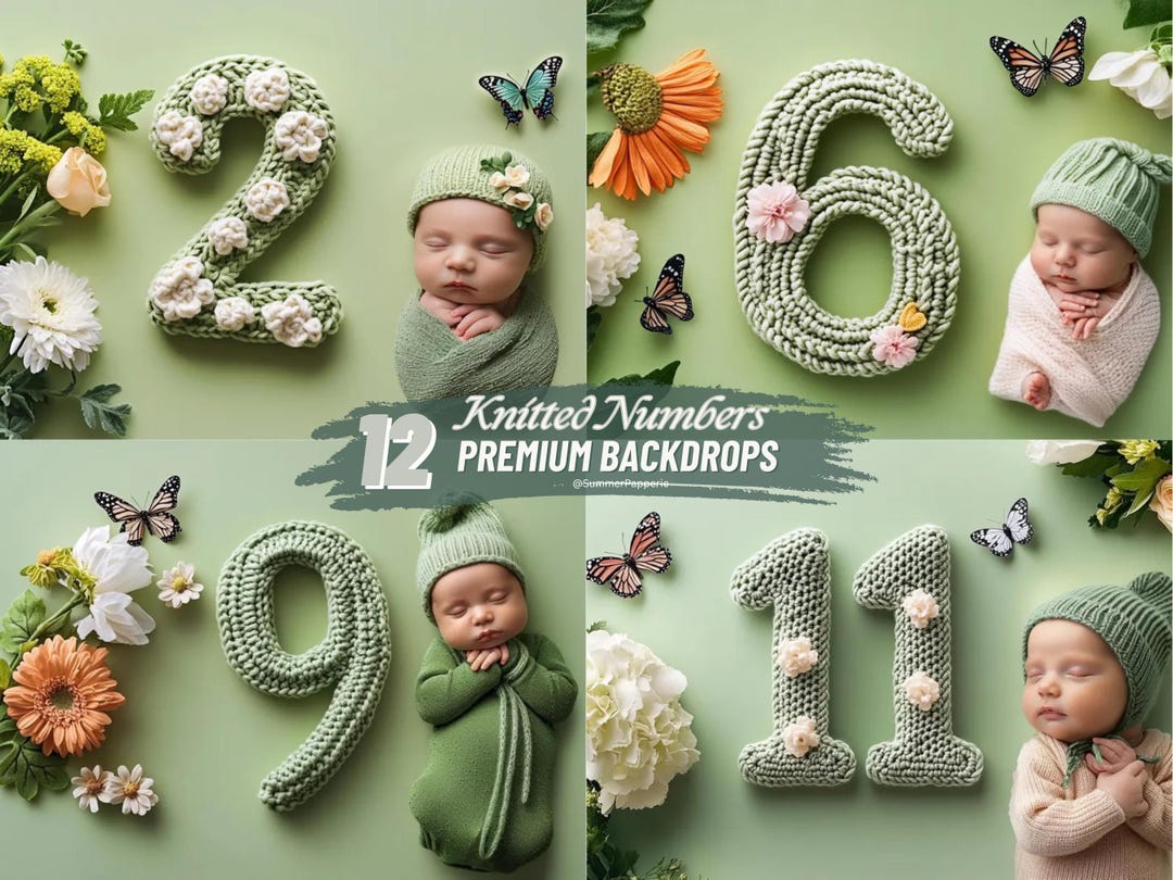 Newborn Knitted Digital Backgrounds Baby's First Twelve Months ...