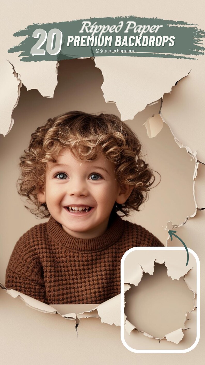 Festive Ripped Paper Digital Background Children's Holiday Portraits ...