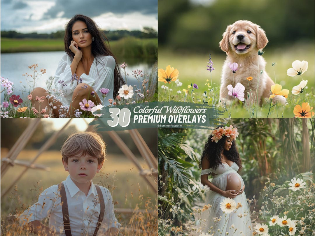 Wildflower Photo Overlays Summer Floral Overlays Photoshop Background ...