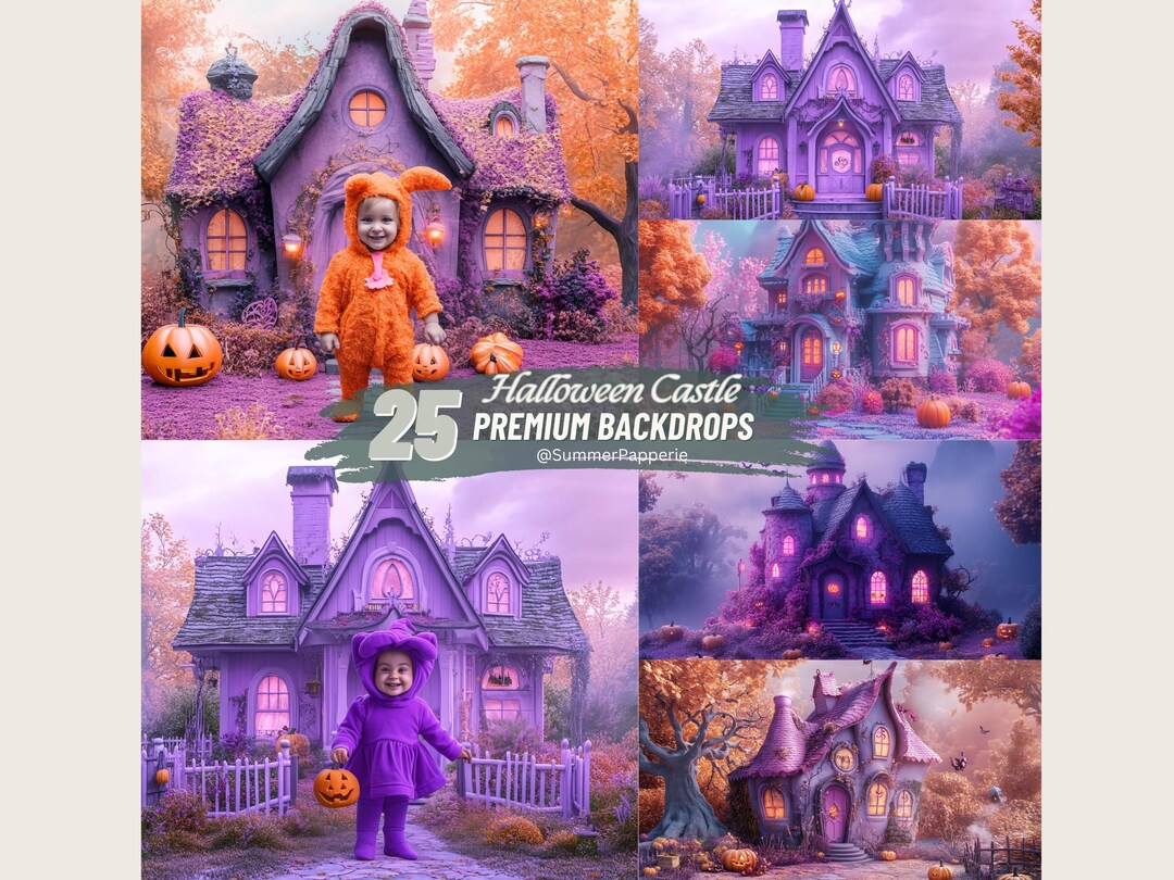 Halloween Castle Halloween Background Digital Backdrops Overlay ...