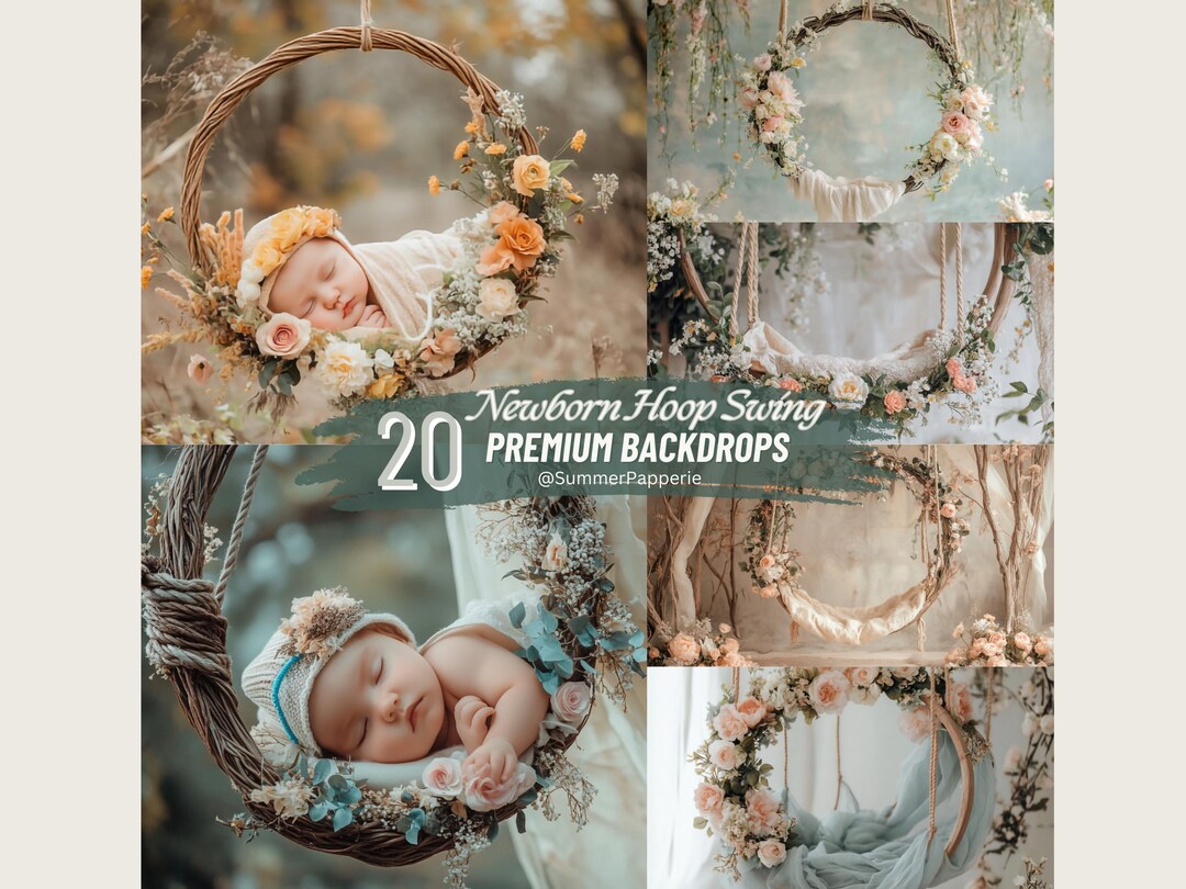 Newborn Digital Backgrounds Baby Girl Baby Boy Boho Flower Hoop Spring ...