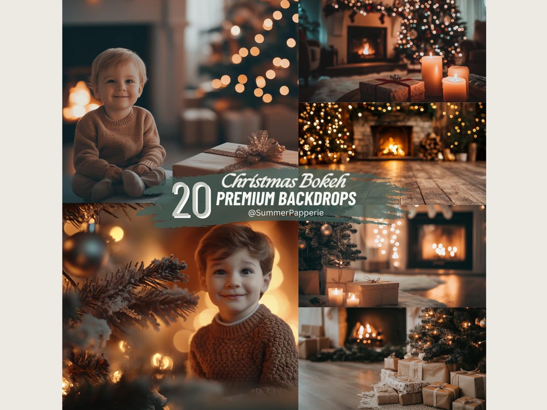 Christmas Bokeh Studio Digital Background for Holiday Portraits Festive ...