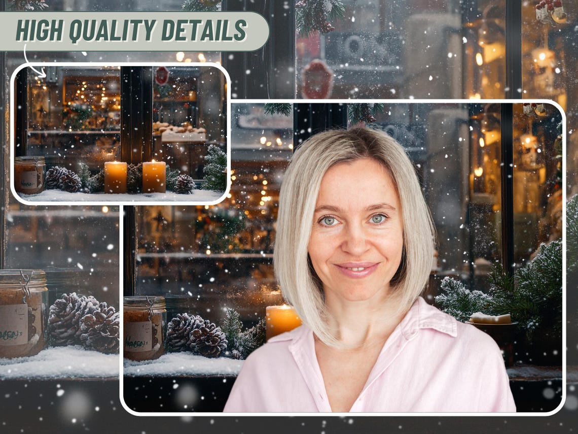 Festive Christmas Window Zoom Background for Virtual Meetings Office ...