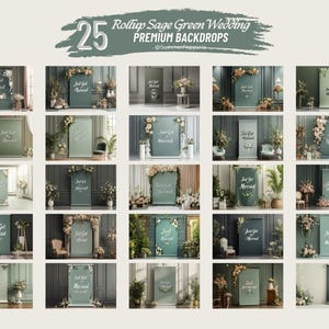 Sage Green Boho Floral Arch Digital Backdrop for Maternity or Wedding ...