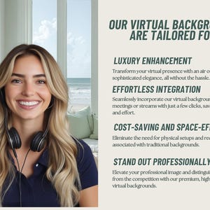 Zoom Background Coastal Green Aesthetic Backdrop Summer Zoom Backdrops ...