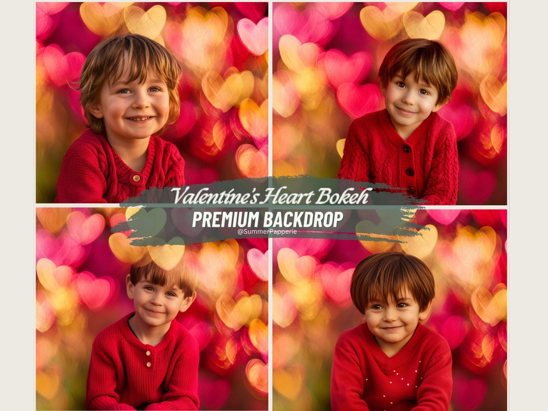 Valentine's Day Bokeh Digital Background Heart Design Holiday Portrait ...
