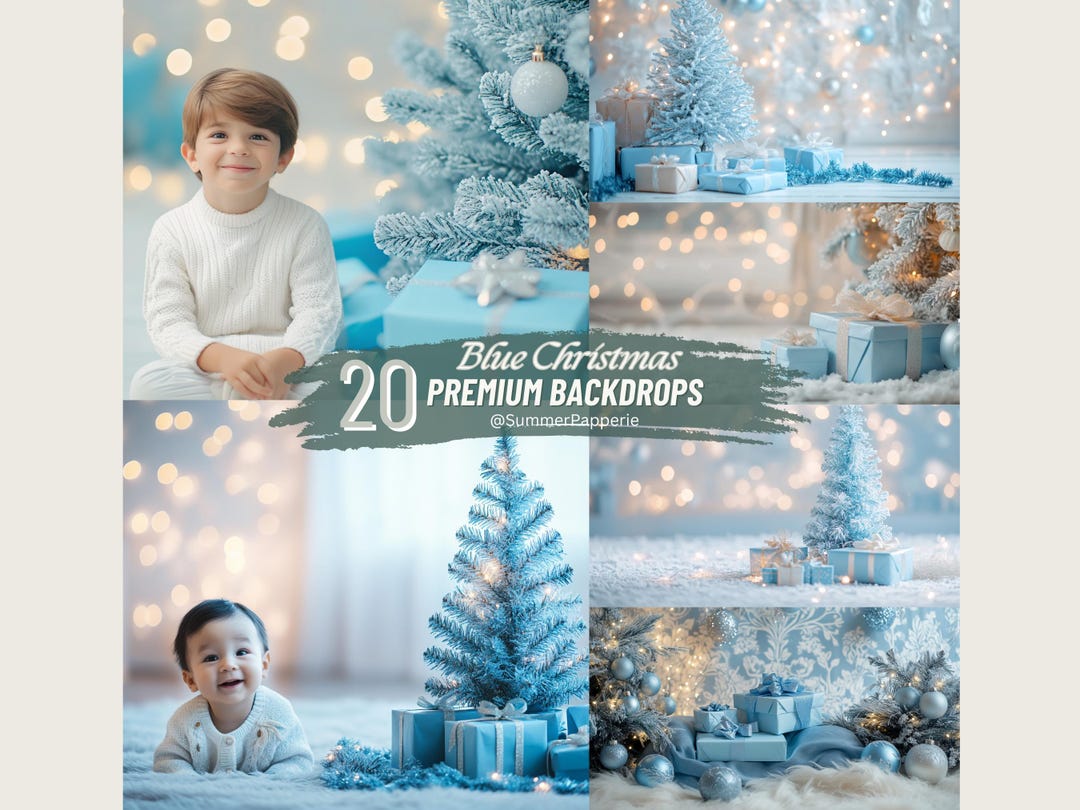 Christmas Baby Blue Studio Digital Background Holiday Portrait Backdrop ...