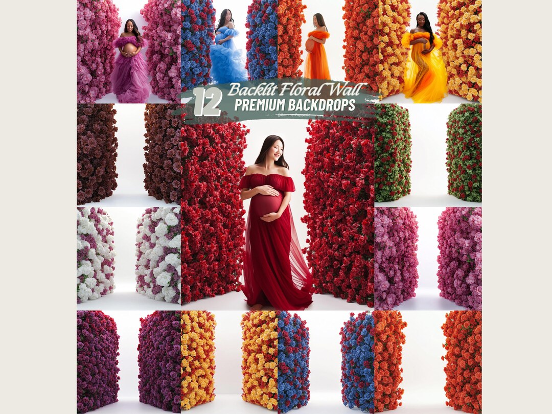 Floral Backdrops Wall Digital Backdrop Overlay Maternity Backdrop ...