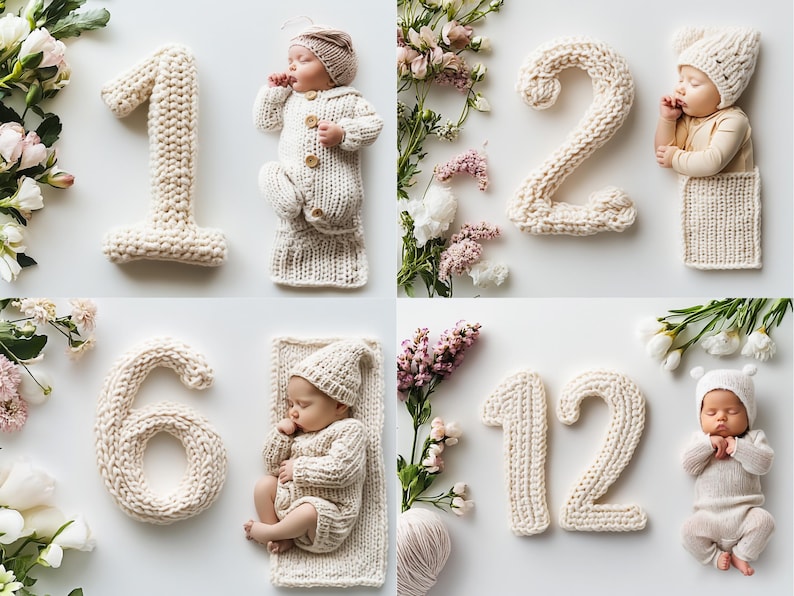 Newborn Knitted Digital Backgrounds Baby First Twelve Months Newborn ...