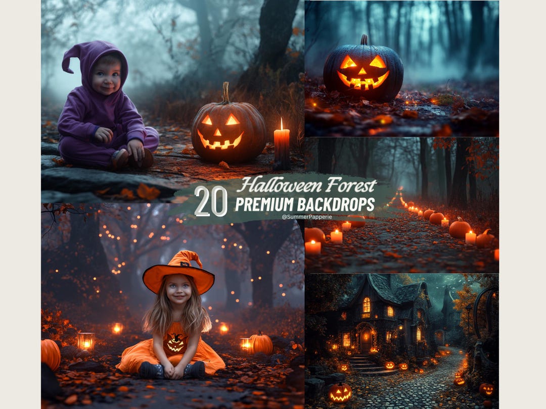 Halloween Background Digital Backdrops Overlay Halloween Forest Spooky ...