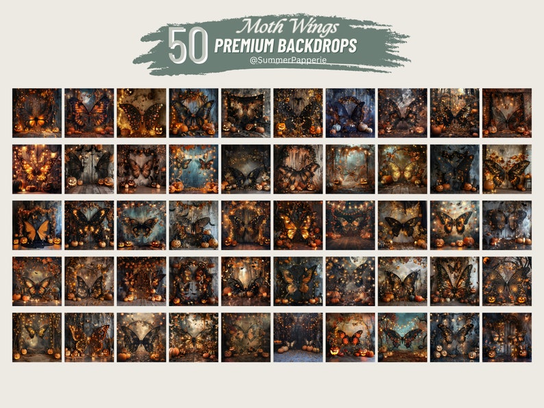 Halloween Moth Wings Halloween Background Digital Backdrops Overlay ...