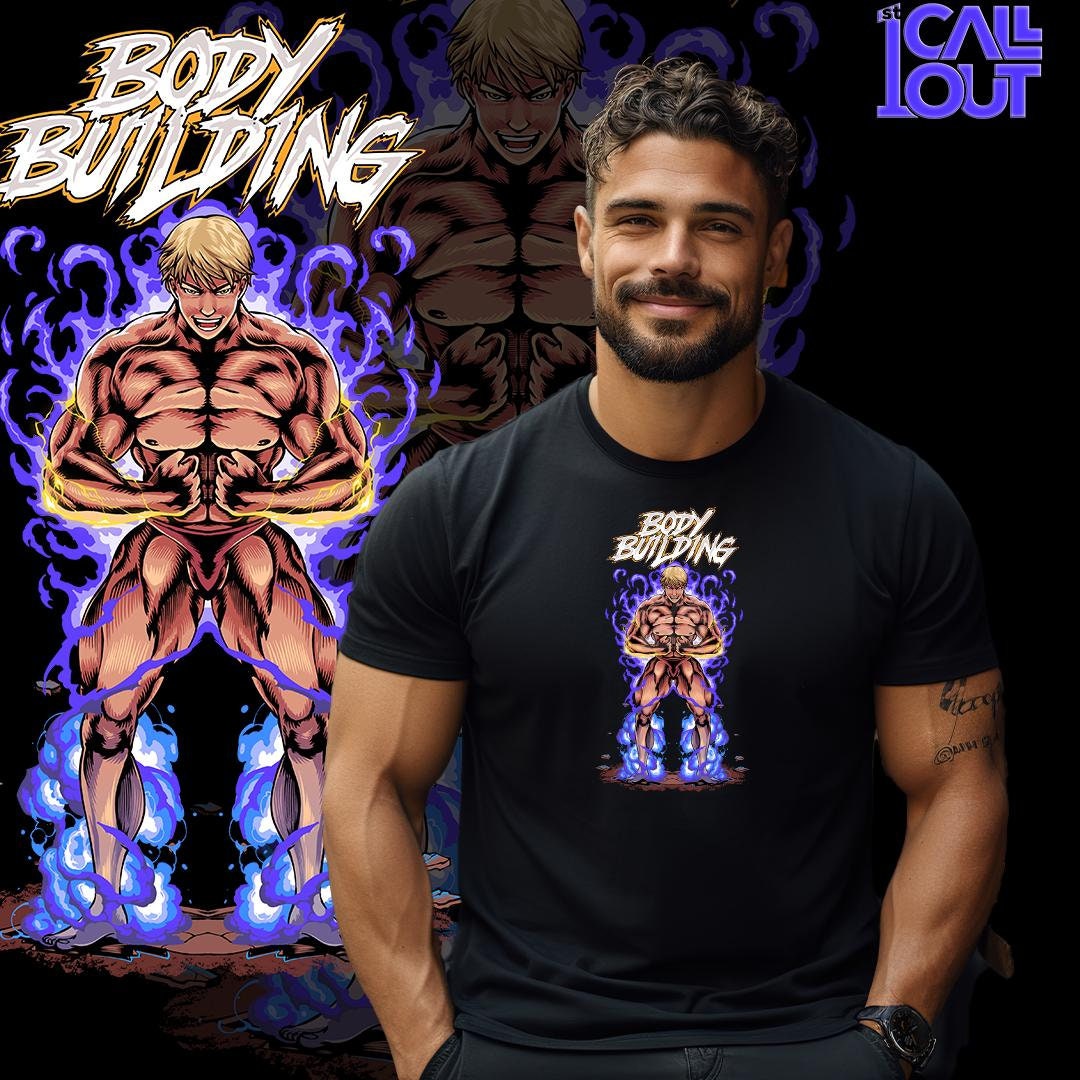 Bodybuilding Anime T-shirt- Bodybuilder Workout Shirt- Competitive ...
