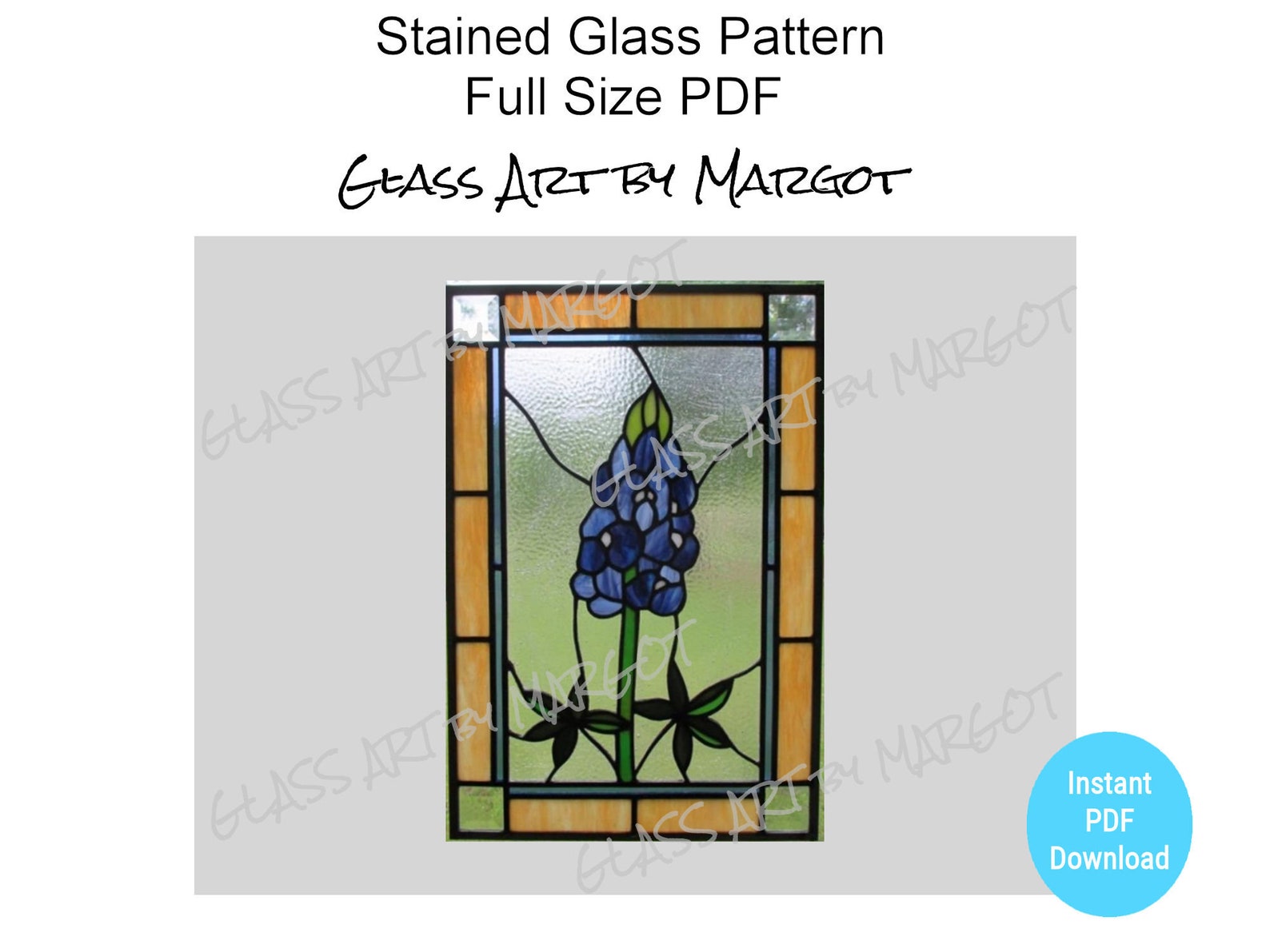 Stained Glass Texas Bluebonnet Pattern Original Design - Etsy