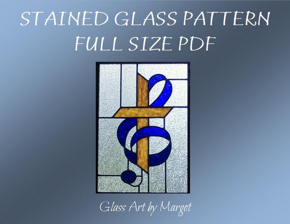 Stained Glass Pattern Music Clef With Cross - Etsy