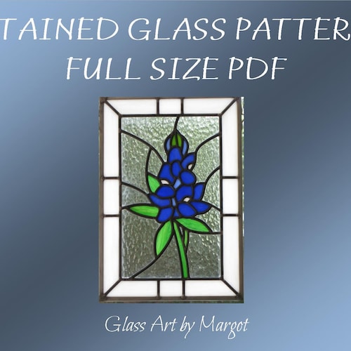 Stained Glass Pattern Original Texas Bluebonnet Design - Etsy