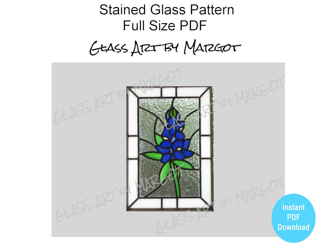 Stained Glass Pattern Original Texas Bluebonnet Design - Etsy