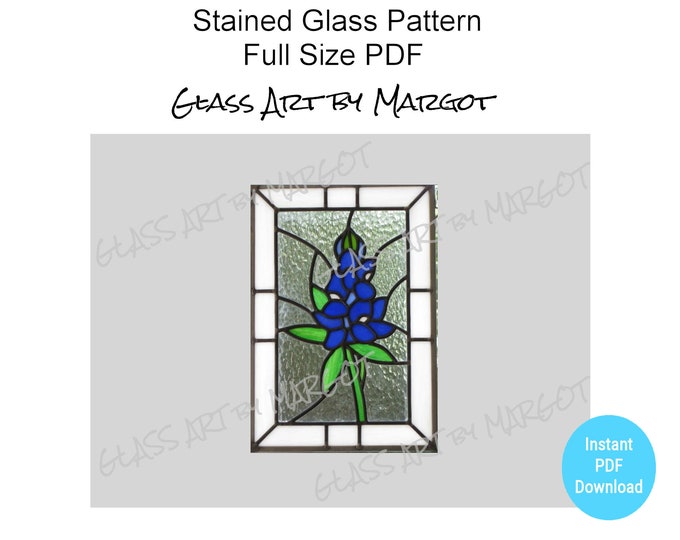 Stained Glass Pattern Original Texas Bluebonnet Design - Etsy