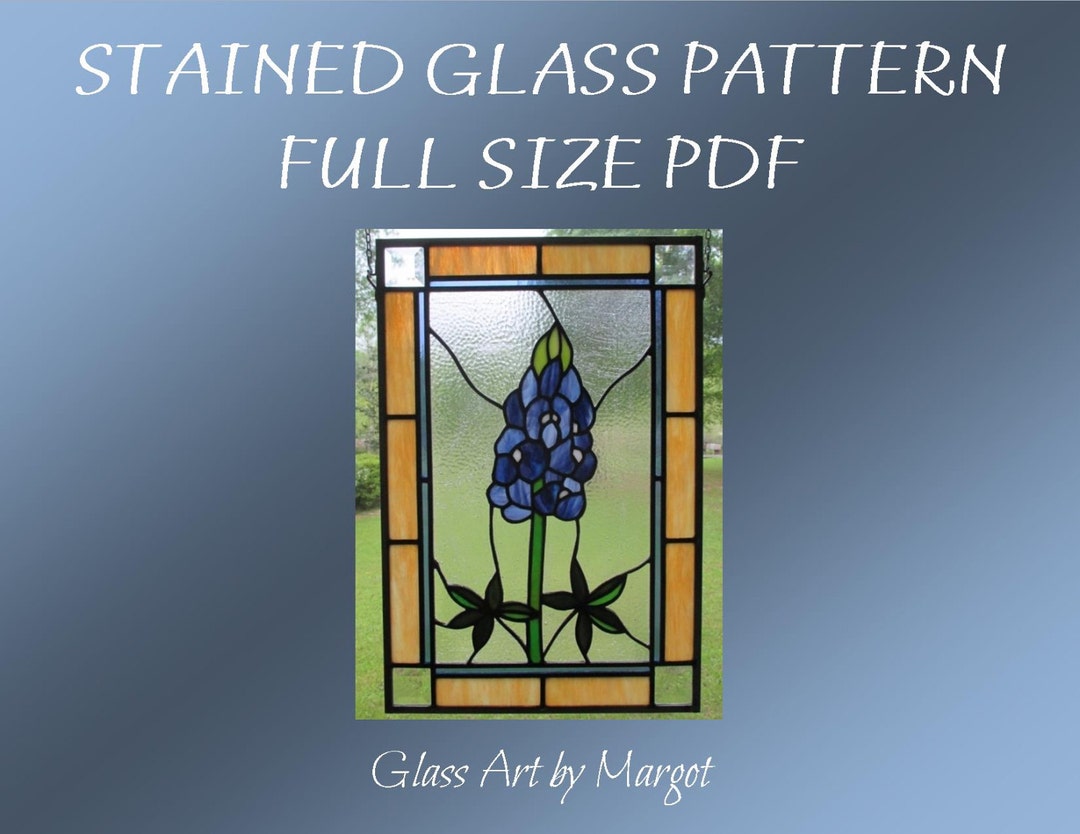 Stained Glass Texas Bluebonnet Pattern Original Design - Etsy