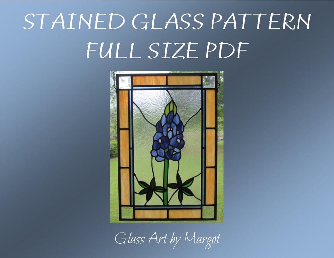 Stained Glass Texas Bluebonnet Pattern Original Design - Etsy