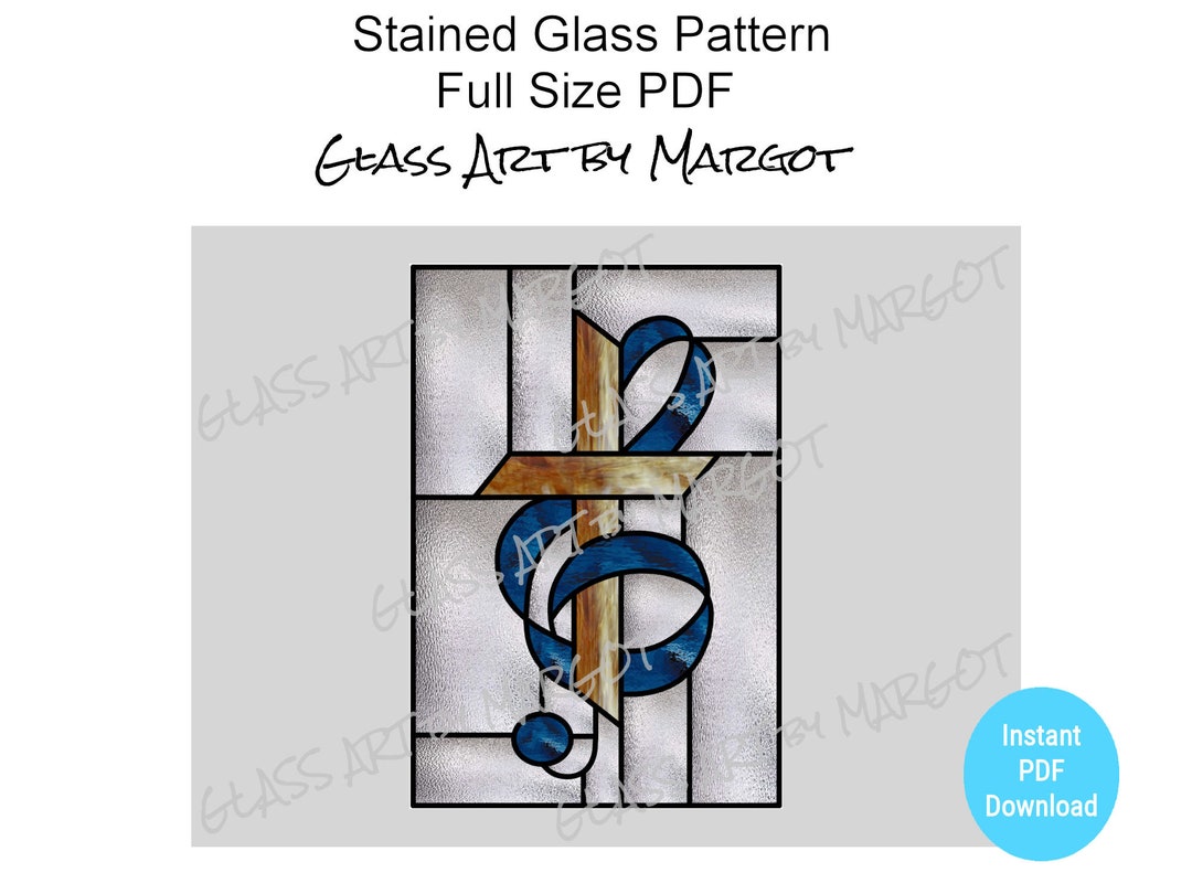 Stained Glass Pattern, Music Clef With Cross - Etsy