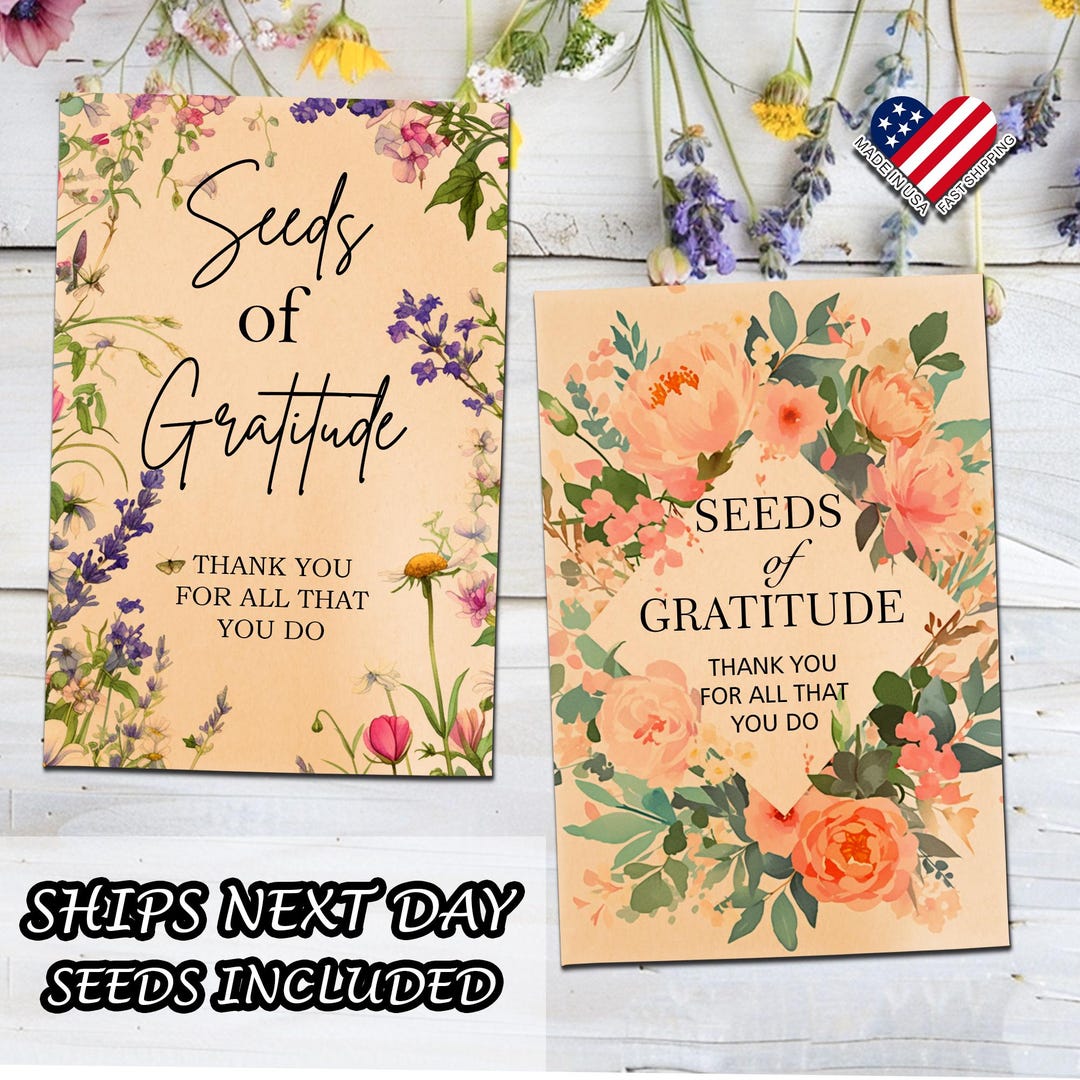 25 BULK Thank You Seed Packets/seeds of Gratitude/appreciation Gift ...