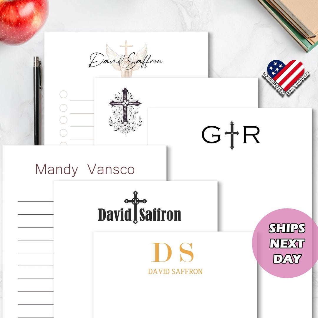 Custom Catholic Notepad With Name and Initials, Christian Notepad ...