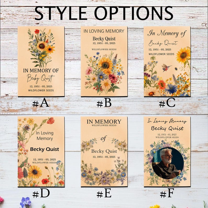 25 BULK in Loving Memory, Memorial Favor, Wildflower Seed Packet ...