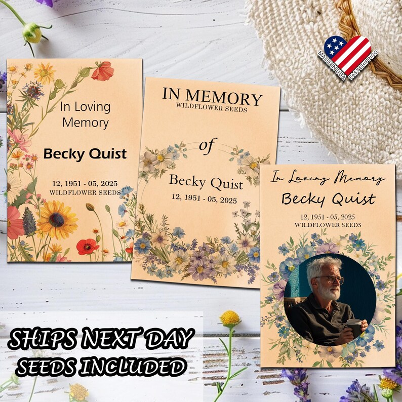 25 BULK in Loving Memory, Memorial Favor, Wildflower Seed Packet ...