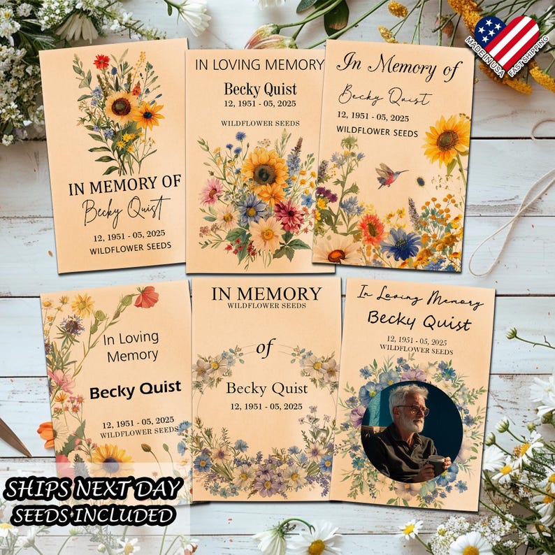 25 BULK in Loving Memory, Memorial Favor, Wildflower Seed Packet ...