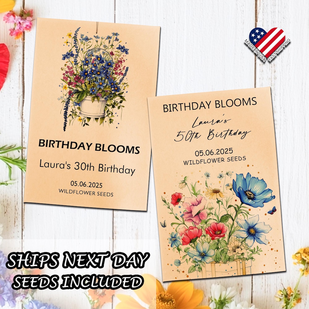 50 BULK Birthday Seed Packets Favor for Guests Personalized Bridal ...