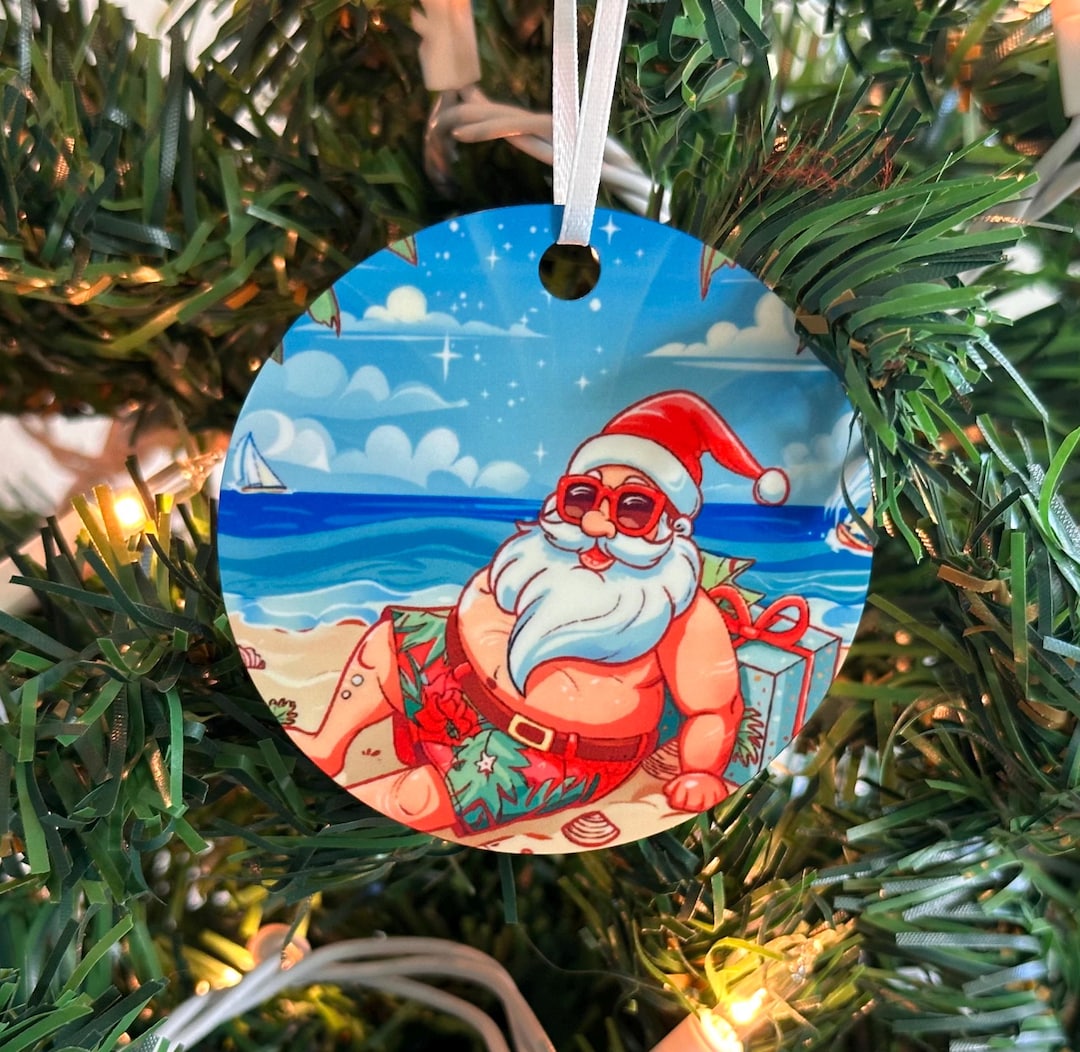 Beach Bum Santa Ornament|aluminum Ornament|coastal Gifts|gifts for Him ...