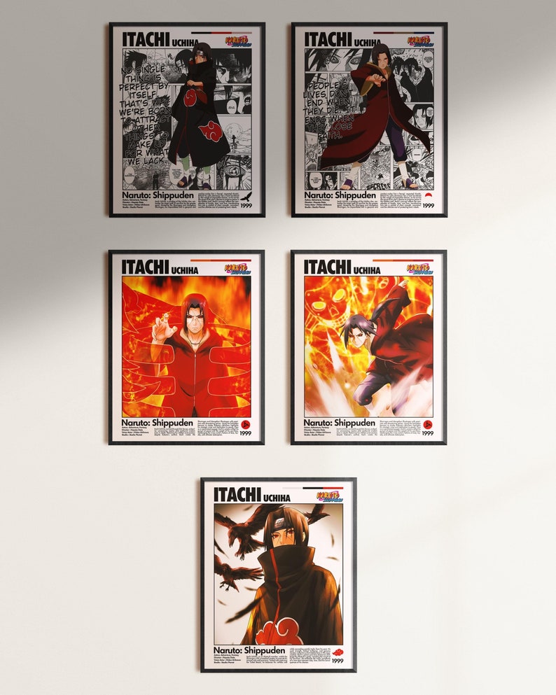 5 Itachi Posters Bundle Set, Itachi Uchiha Wall Art, Japanese Manga ...