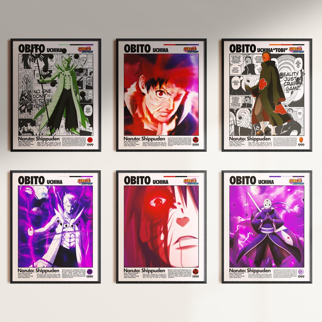 7 Obito Poster Bundle Set, Obito Uchiha Wandkunst, Japanisches Manga ...