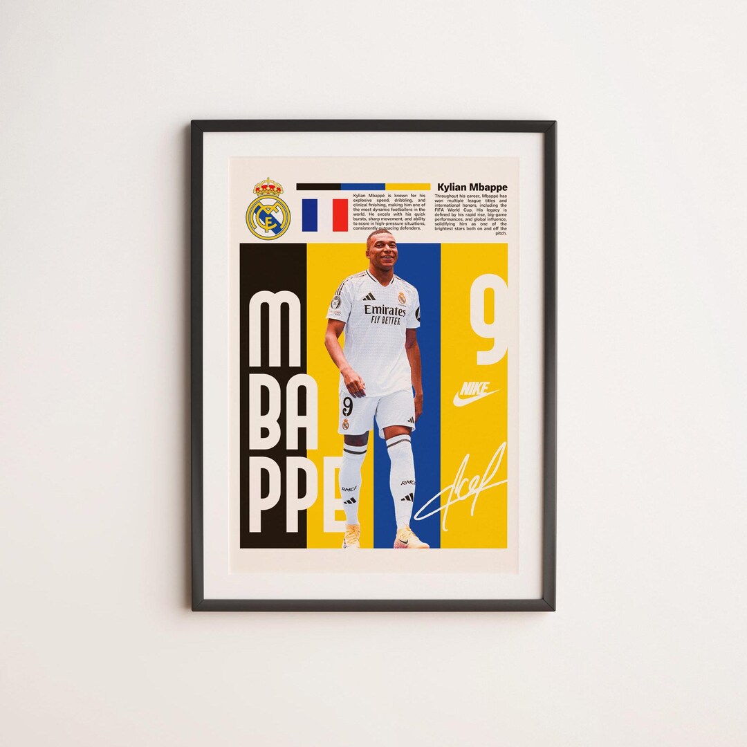Kylian Mbappe Poster, Football Gifts, Sports Poster, Football Player ...