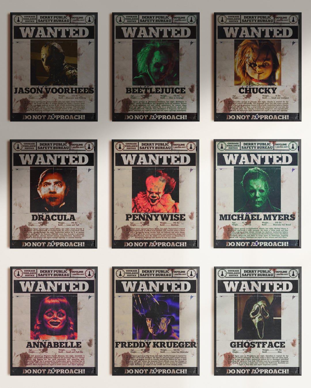 13 Vintage Halloween Wanted Poster, Spooky Horror Print, Creepy A4 Wall ...