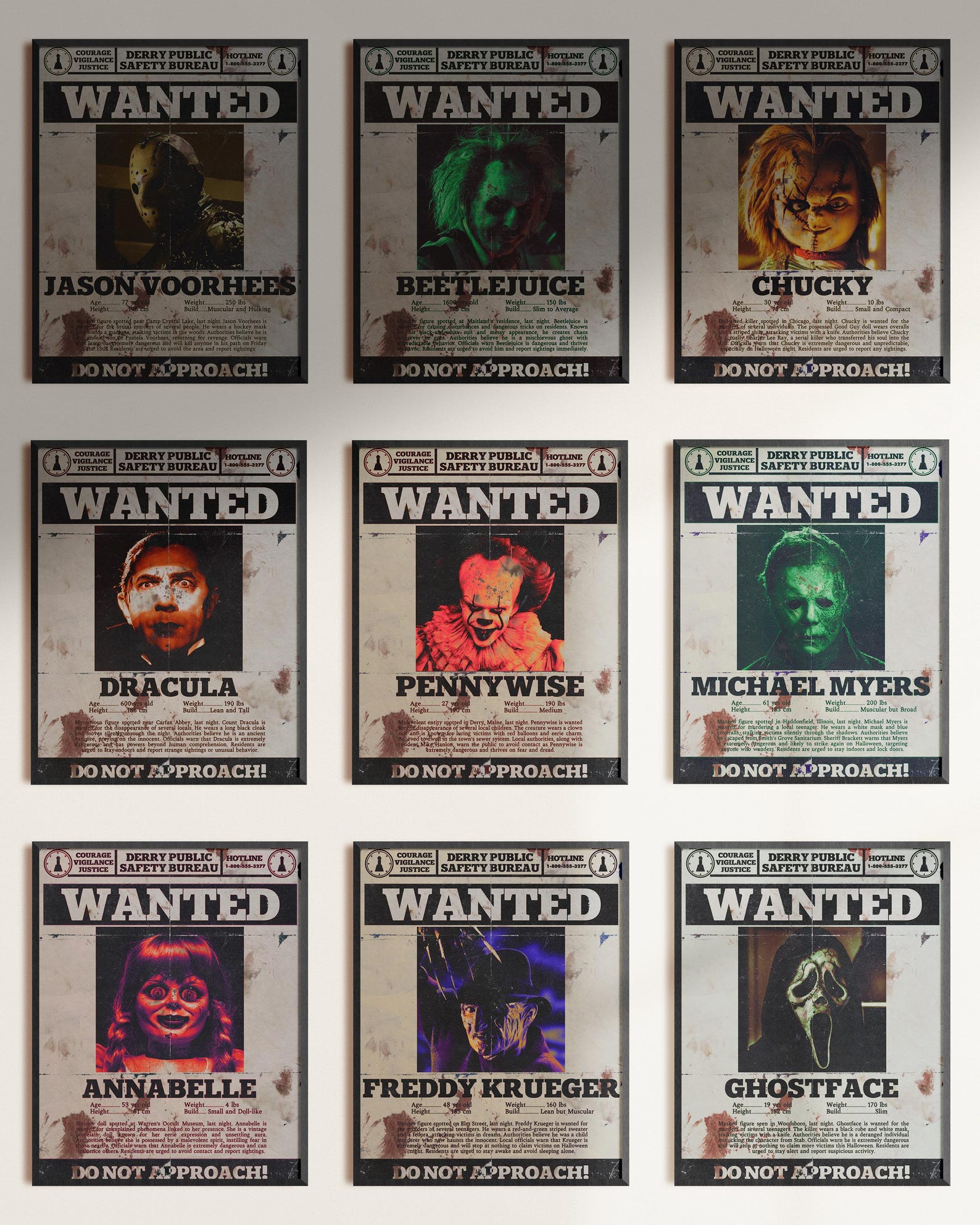 13 Vintage Halloween Wanted Poster, Spooky Horror Print, Creepy A4 Wall ...