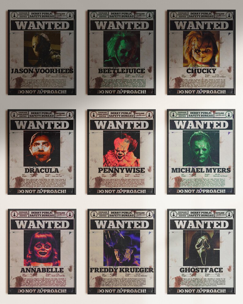 13 Vintage Halloween Wanted Poster, Spooky Horror Print, Creepy A4 Wall ...