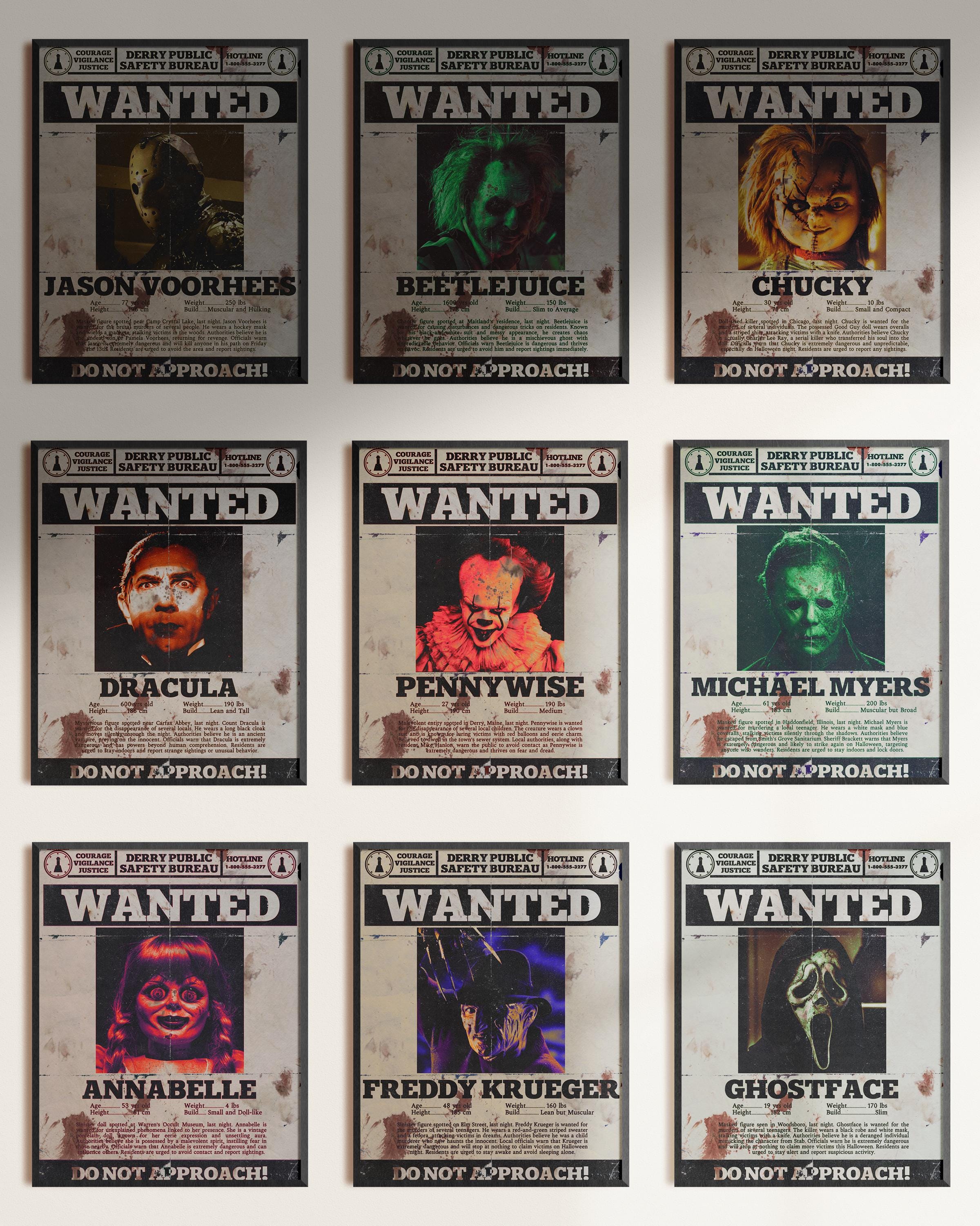 13 Vintage Halloween Wanted Poster, Spooky Horror Print, Creepy A4 Wall ...