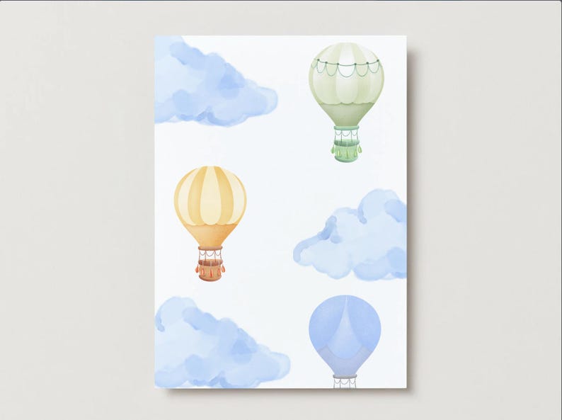 Hot Air Balloon Birthday Invitation: Sky Theme, Editable Canva Template ...