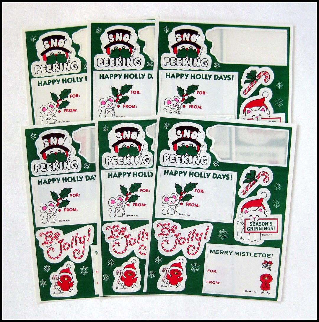 6 Incomplete Sheets of Vintage Hallmark Christmas Stickers/ 1 Sticker ...