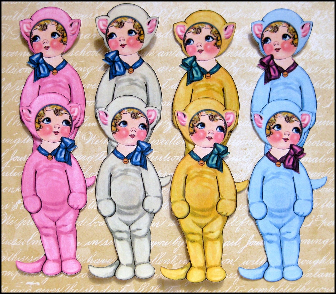 8 X Kitty Paper Doll Stickers/ Matte Paper Stickers/ Not WATERPROOF - Etsy