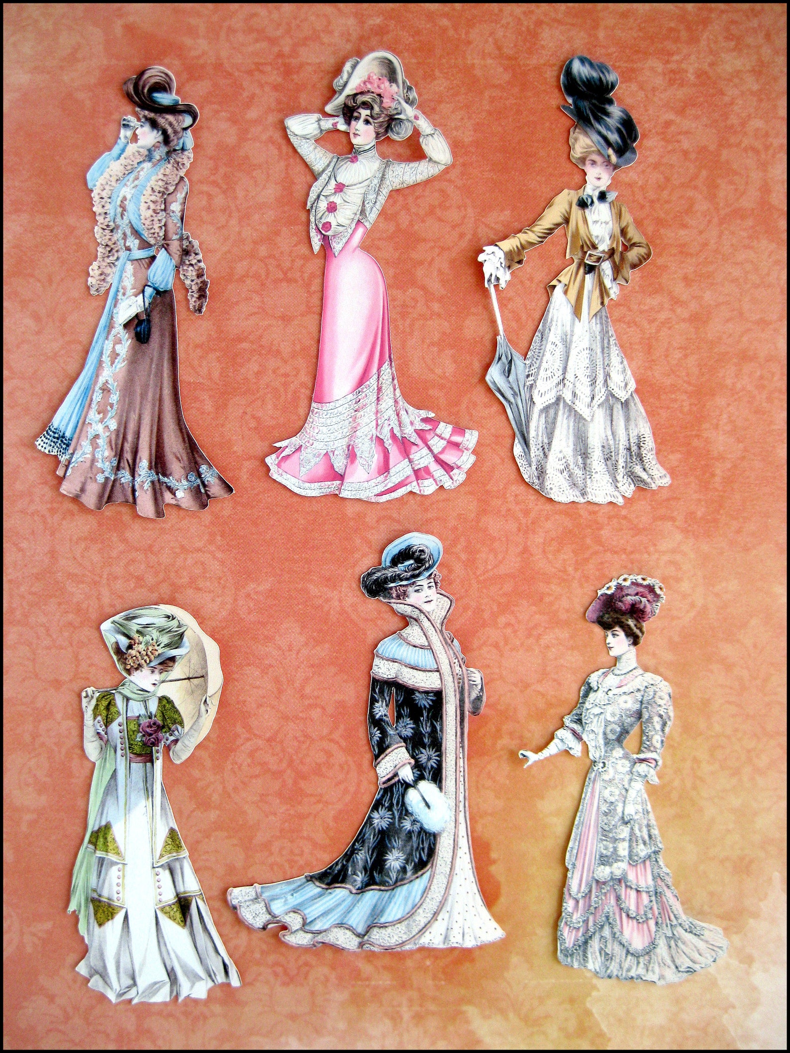 6 X 1900's Fashion Lady Stickers No 3. Vintage Reprint. - Etsy