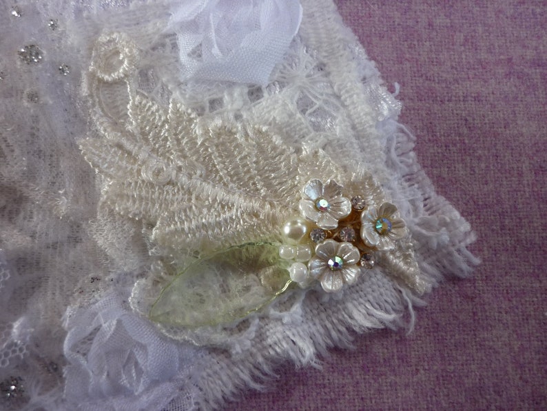 Pair of Antique Linen and Lace Shabby Chic Embellishments for Journals ...