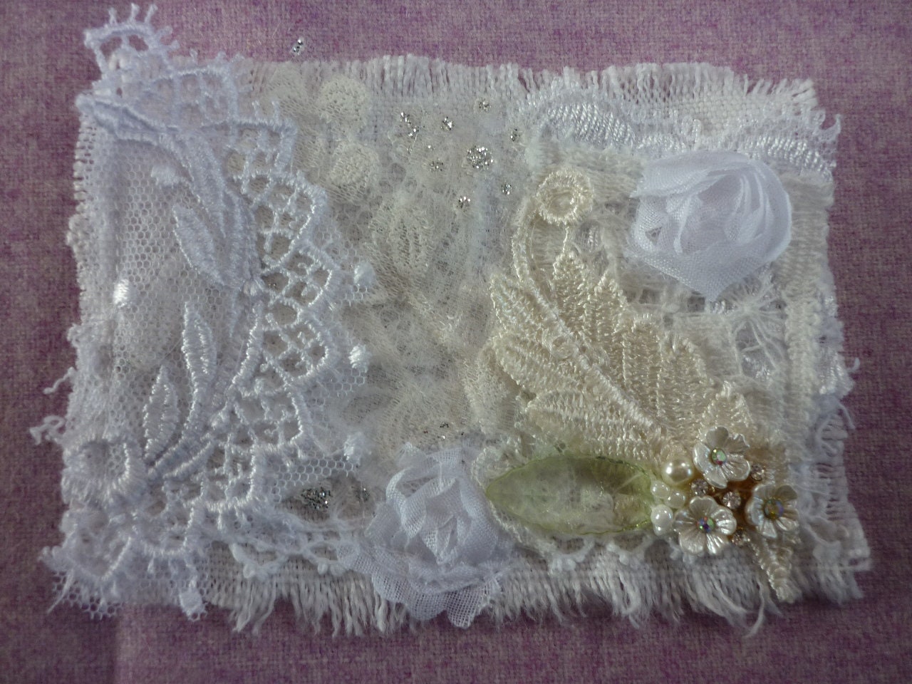Pair of Antique Linen and Lace Shabby Chic Embellishments for Journals ...