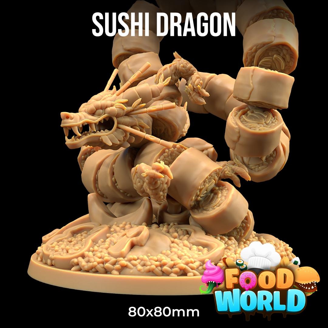 Sushi Dragon Food World Dungeons and Dragons Miniature TTRPG Dragon ...