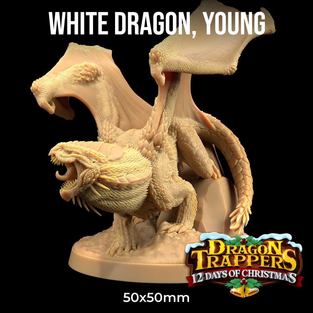 Young White Dragon Dnd Mini for Dungeons and Dragons Gift for DM ...