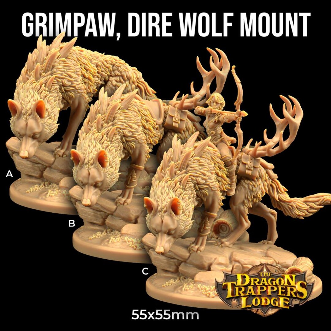 Female Archer Wolf Rider Grimpaw Lila Ranger Dnd Mini | the Dragon Trappers Lodge | 32mm Scale ...