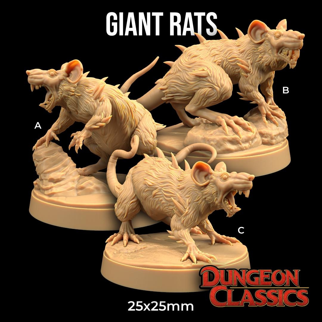 Giant Rat Dnd Mini 3d Printed Dungeon Classics | the Dragon Trappers ...