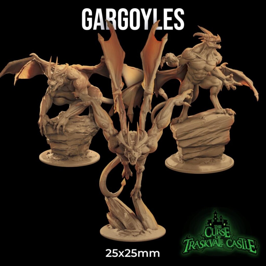 Gargoyle Stone Statue Curse Traskvale Castle |the Dragon Trappers Lodge | 32mm Scale | Miniature ...
