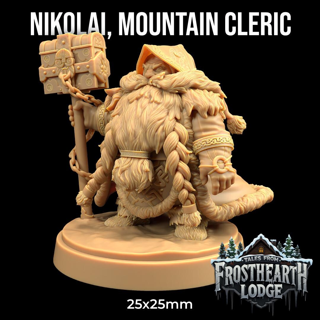 Nikolai Mountain Cleric Player Dnd Mini for Dungeons and Dragons Miniature TTRPG Dragon Trappers ...